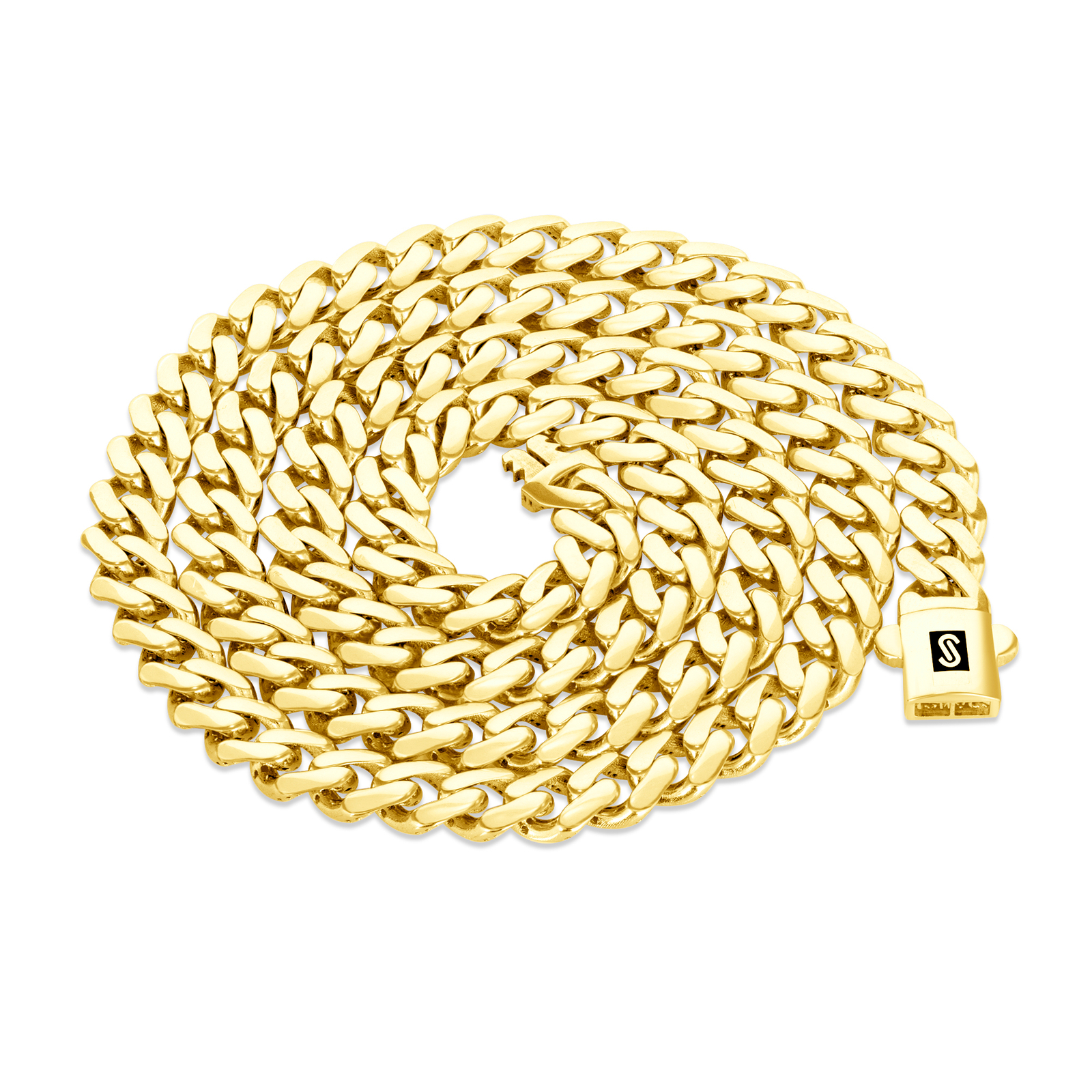10K Yellow Gold Miami Cuban 5mm Monaco Chain Bracelet Mens Womens 6" 7 ...