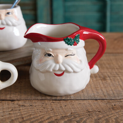 Winking Santa Cream Pitcher Christmas Kitchen Dining Decor Vintage ...