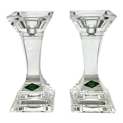 European Crystal Candle Holders, Set Of 2 Pieces 3.5ʺW × 3.5ʺD × 8ʺH | eBay