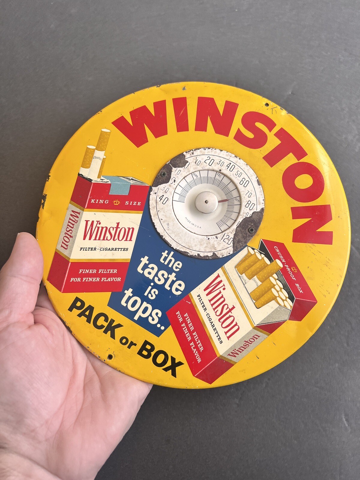 Vintage 1950s Winston Cigarettes Advertising Thermometer, WORKS, Scarce ...