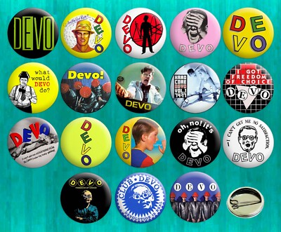 DEVO - Lot of 18 badges (spille,buttons, New Order, Talking Heads, The ...