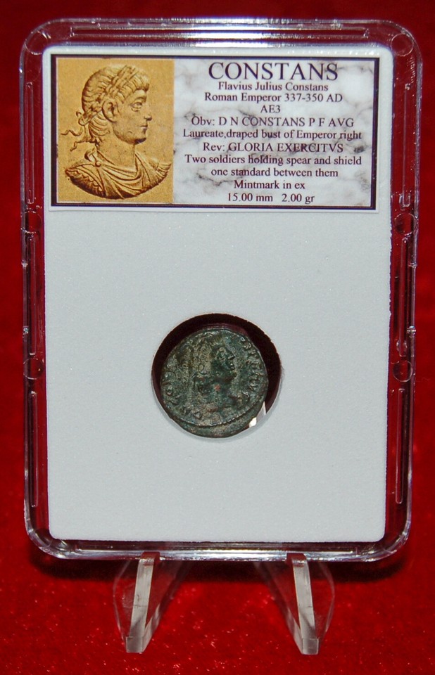 Ancient Roman Empire Coin CONSTANS Two Roman Soldiers "Glory To The ...
