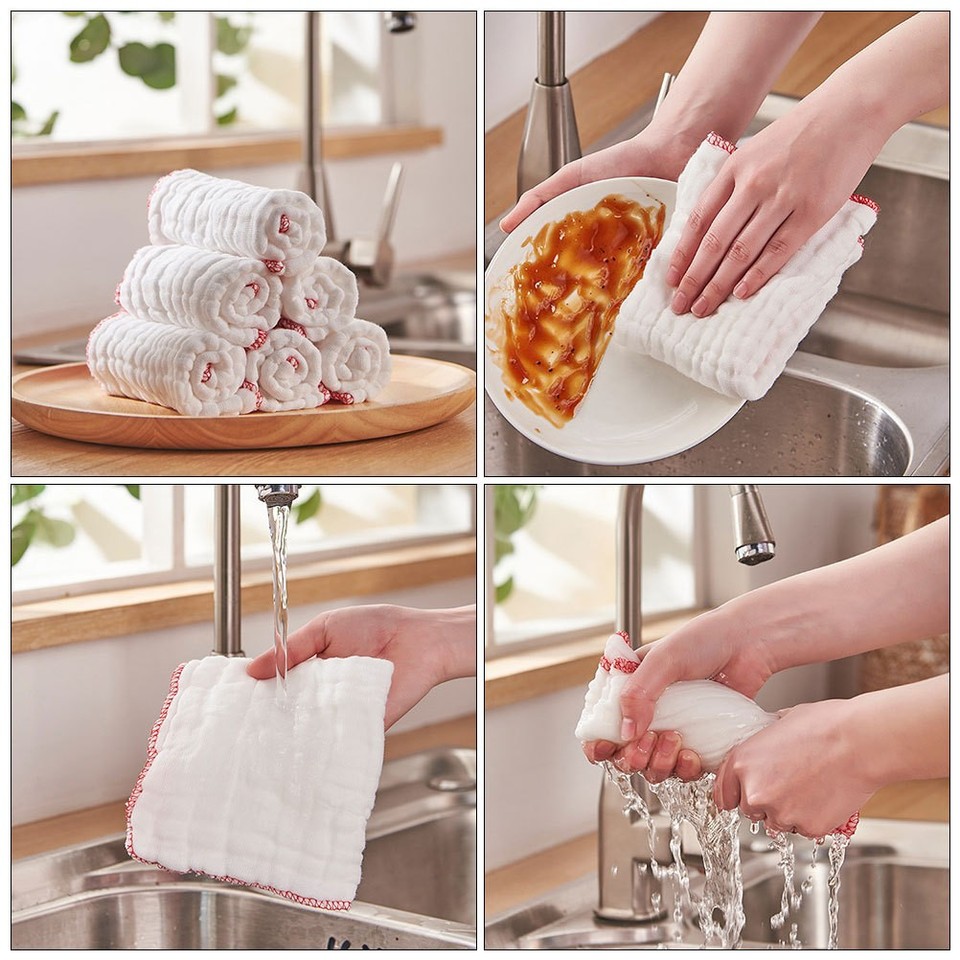 6 Pcs Reuseable Cleaning Cloths Dish Rags Baby Drool Cotton Burp | eBay ...