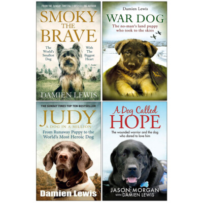 Damien Lewis 4 Books Collection Set (Smoky,War Dog, Judy, A Dog Called ...