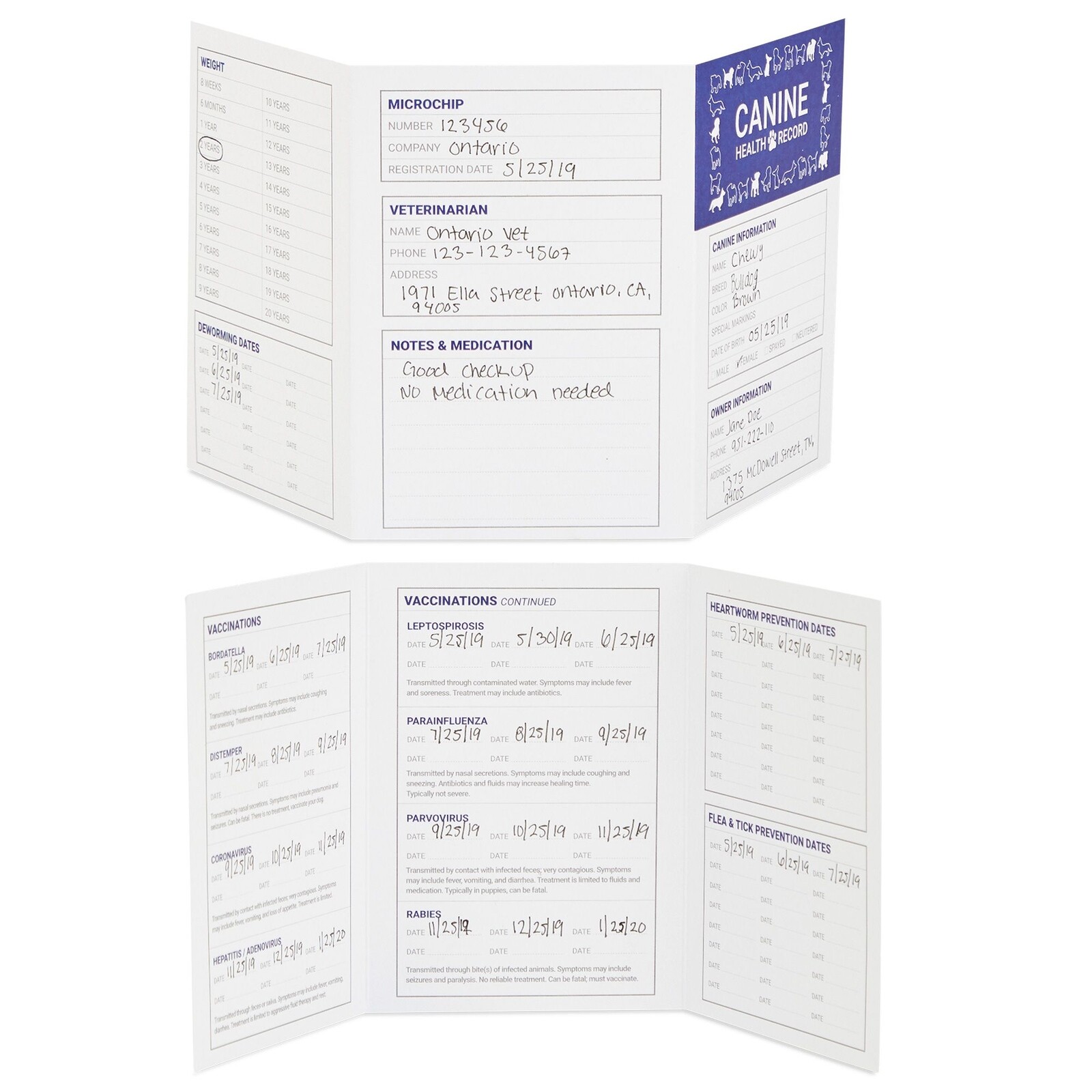 24 Pack Puppy Vaccination Record Card, Dog Vaccine and Health Booklets ...