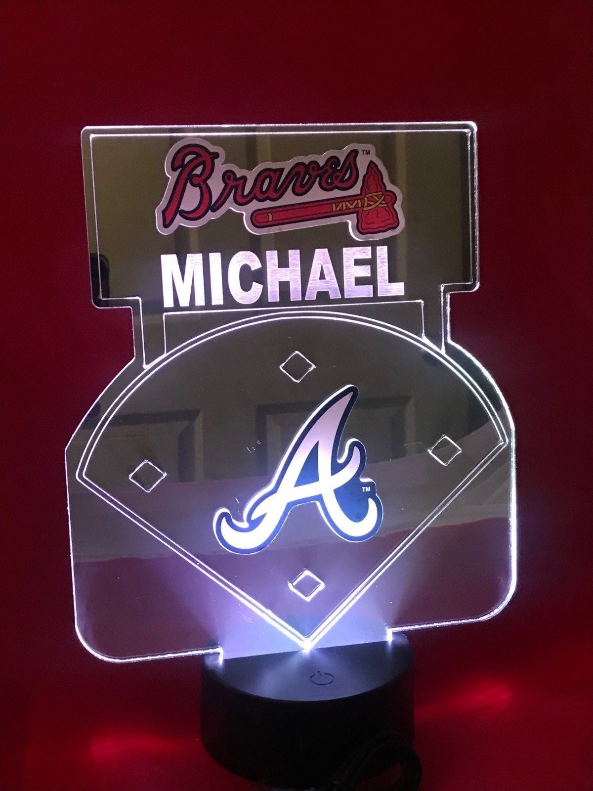 Atlanta Braves MLB Baseball Mirror Stadium Light Up Lamp LED Remote ...