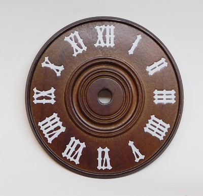 Cuckoo Clock Dial 4 3/8" Diameter Brown Wood With White Numerals NEW ...