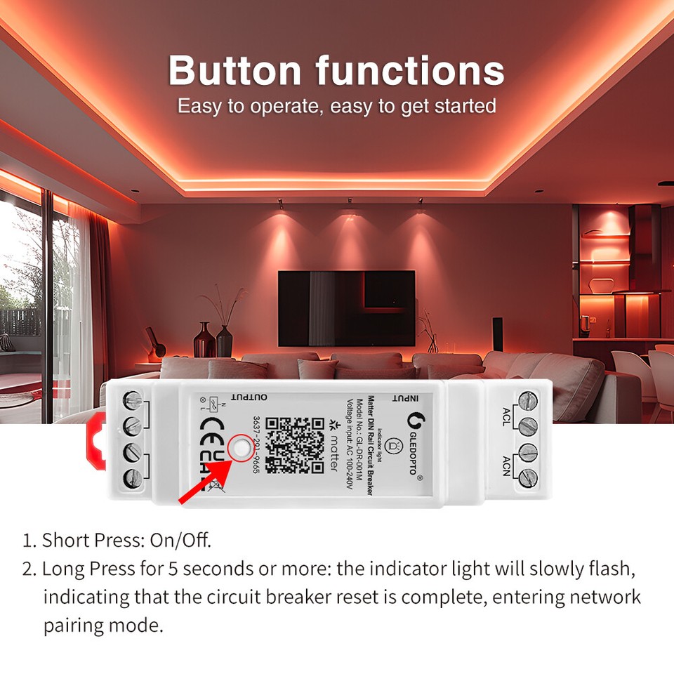 220V Matter WiFi Smart Switch DIN Rail Circuit Breaker ON/OFF for ...