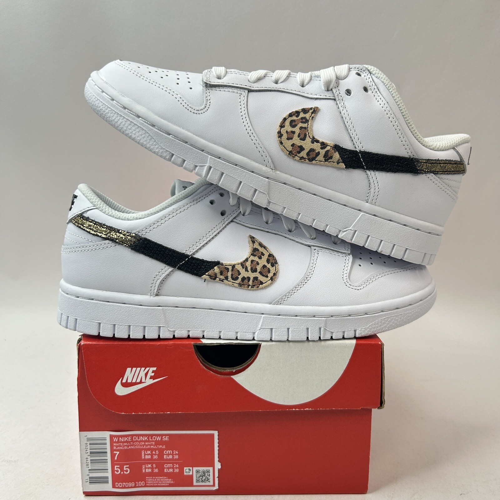 Nike Dunk Low SE WMNS “Primal White Leopard” DD7099-100 Women’s 7 New ...