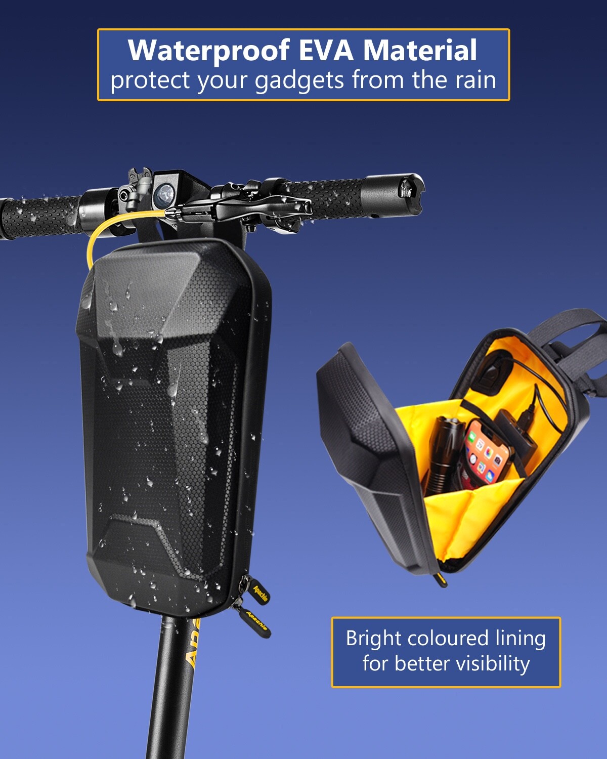 4L Waterproof eScooter Mobility Storage bag, USB, for Apachie, Xiaomi ...