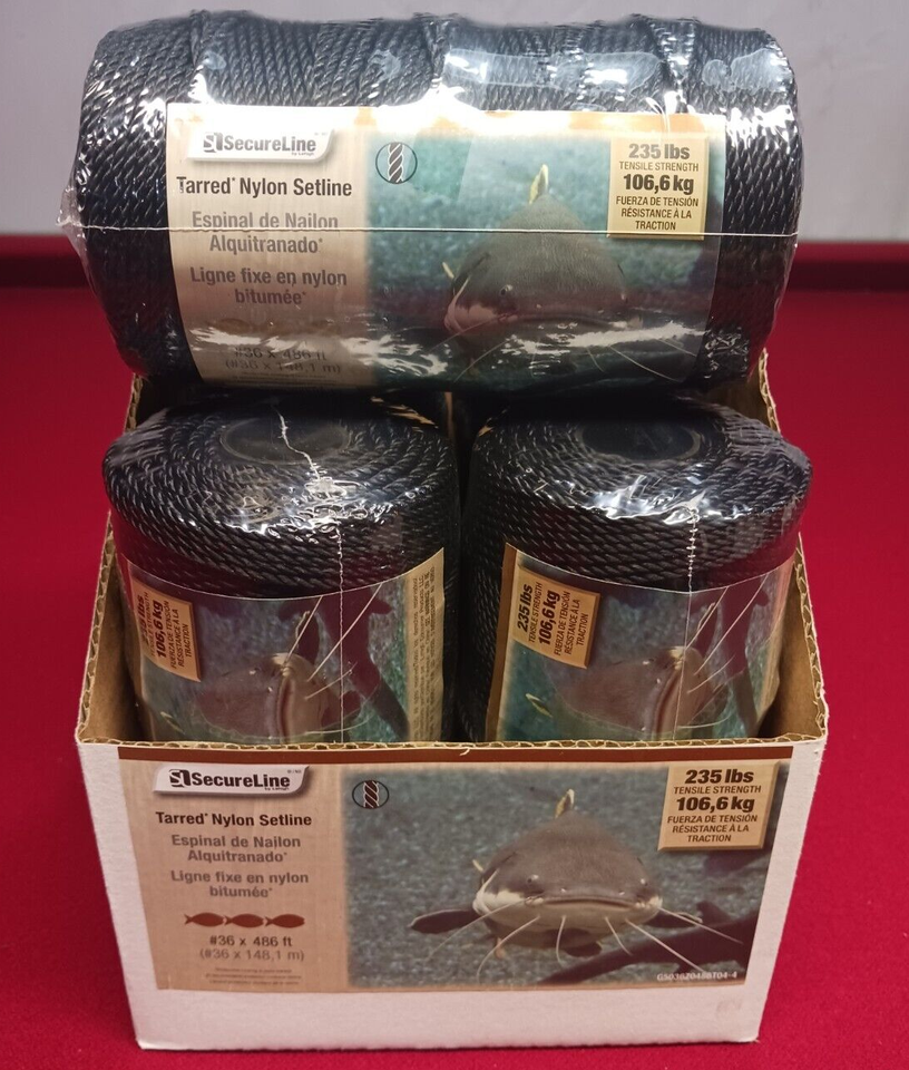 ~4 Rolls~ #36 Tarred Nylon Setline / Bank Line, 486 ft. 235 lb. Test ...