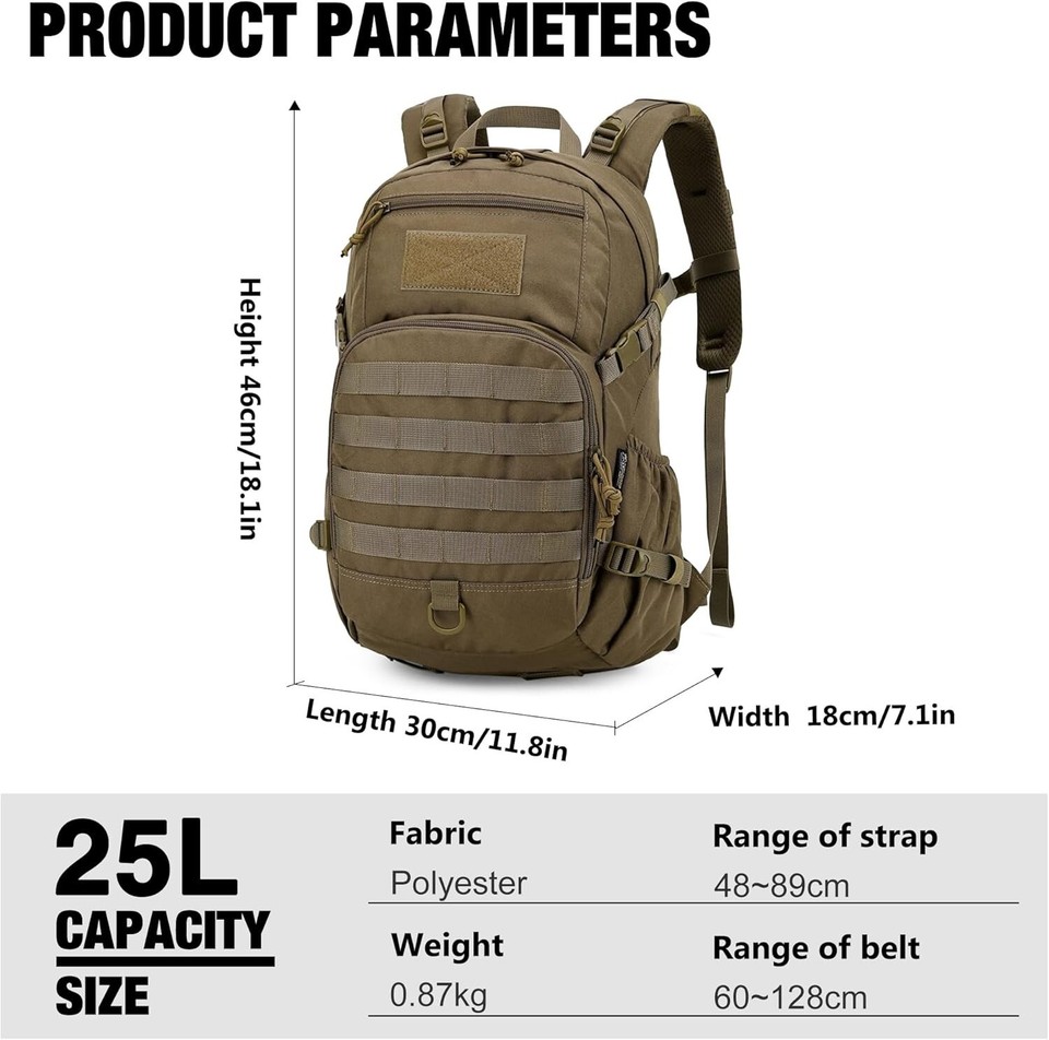 Small Tactical Backpack,Molle Hiking Backpack for Backpacking,Cycling ...