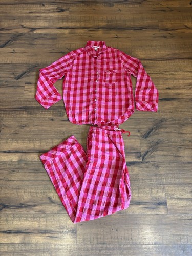 Victorias Secret Women’s Small Iconic Pink Plaid PJ Set Pajamas Silver ...