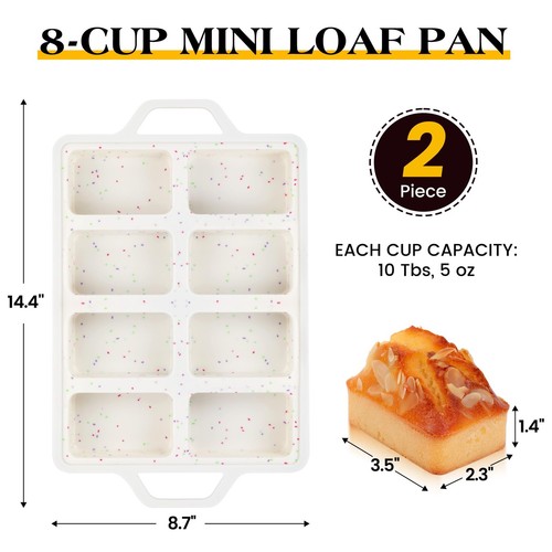 2 Pcs Mini Loaf Pans Silicone Nonstick Small Bread for Baking Tiny ...