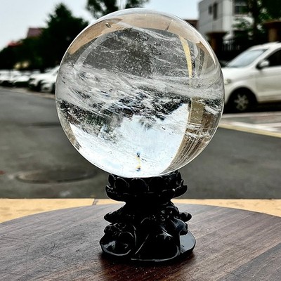 4LB 116mm Clear melting Quartz sphere Quartz White Crystal ball Healing ...