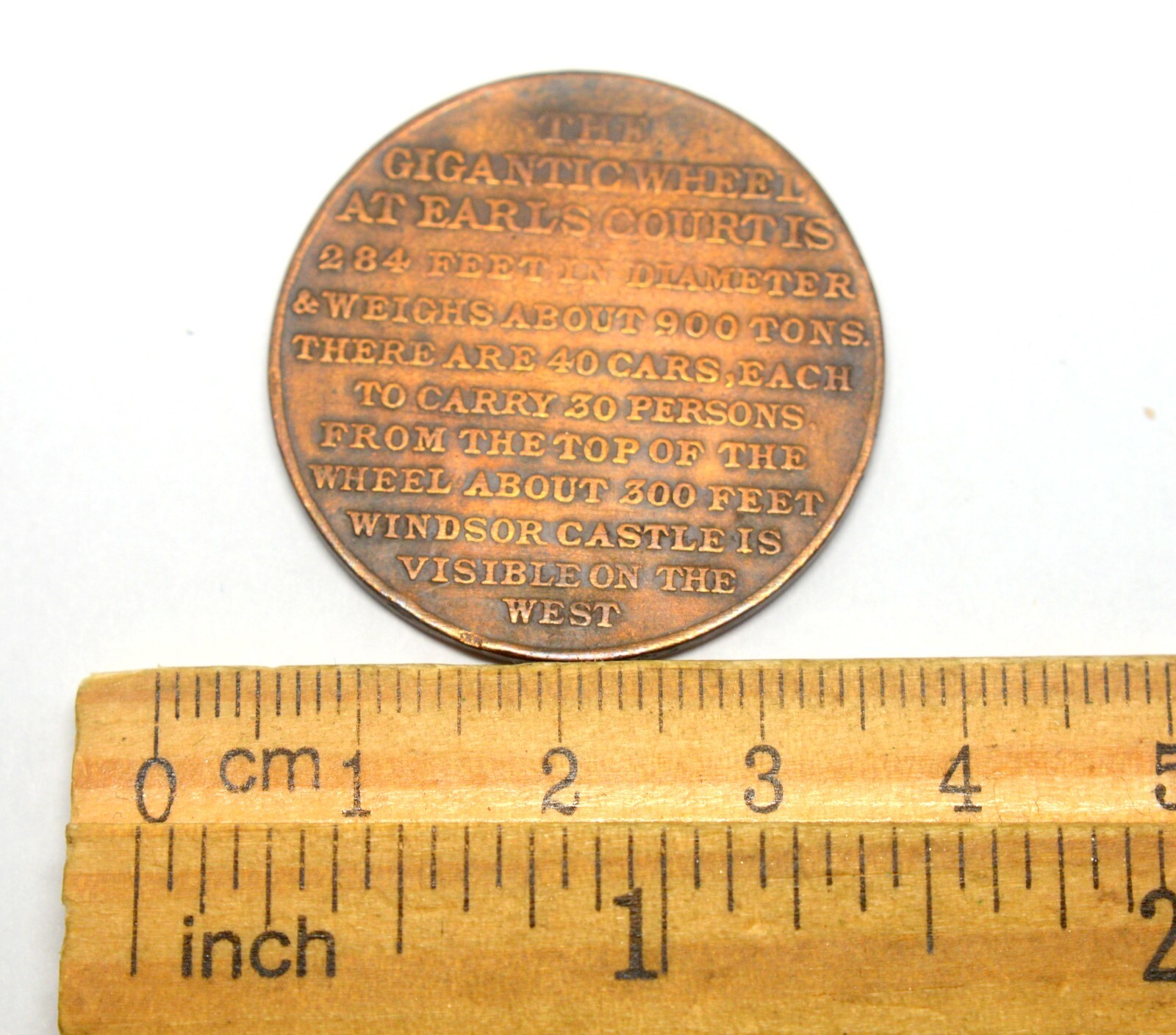 VICTORIAN GREAT BRITAIN GIGANTIC WHEEL EARLS COURT 1901 COIN MEDAL ...