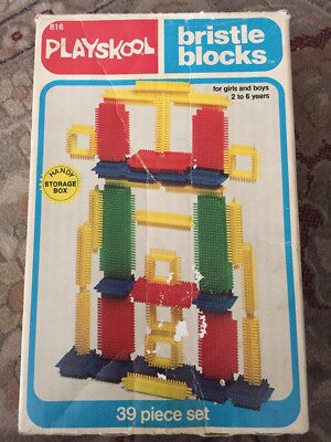 Vintage 1981 Playskool Bristle Blocks 816 with Box (34 of 39 pieces ...