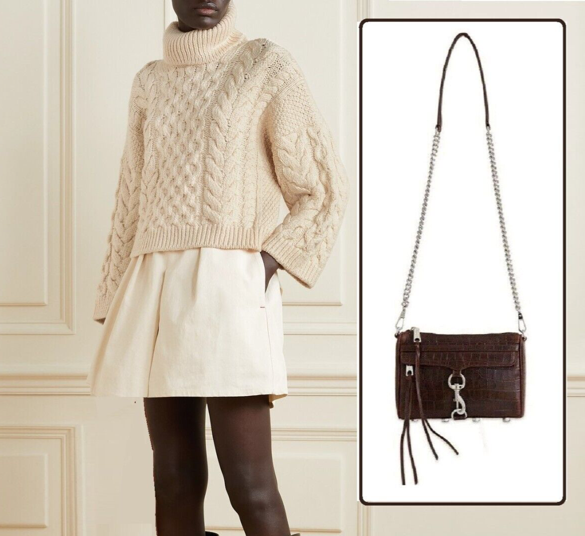 Rebecca Minkoff Mini MAC CROC Embossed Leather Clutch/ Crossbody ...