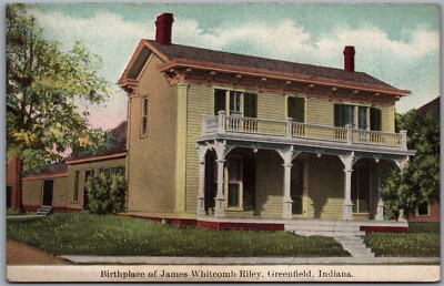 Postcard Greenfield Indiana Birthplace of James Whitcomb Riley Hancock ...