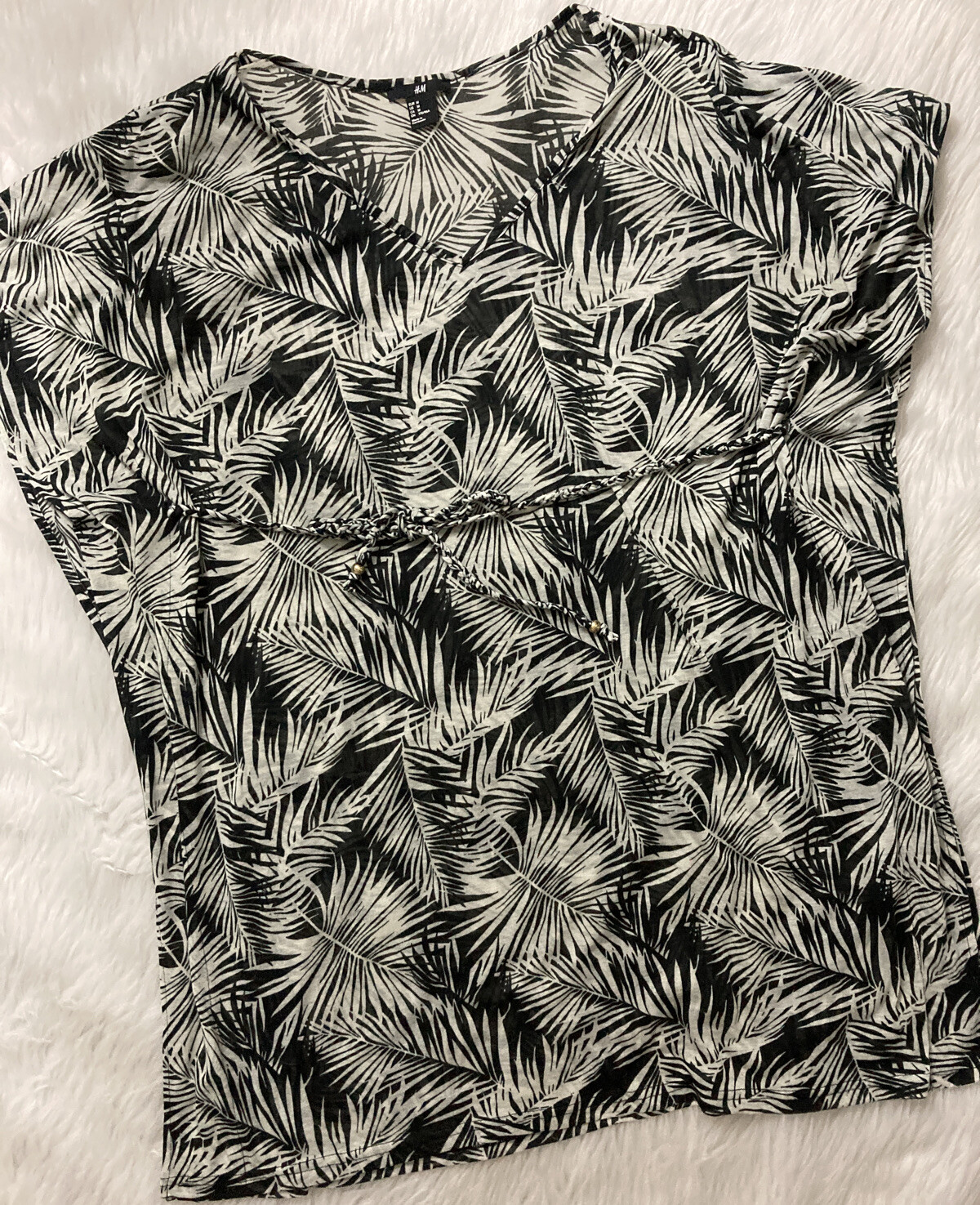 H&M Swimsuit Beach Cover Up~Palm Tree Knit Tunic Pull over Top~JRS ...