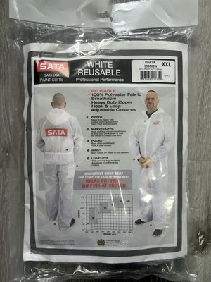 SATA Dan-Am 530052W Paint Suit, XXL White, Elastic Waist Coverall (NEW ...