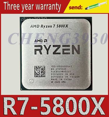 AMD Ryzen 7 5800X AM4 3.8GHz 8-core 16Thr 105W R7-5800X CPU processor ...