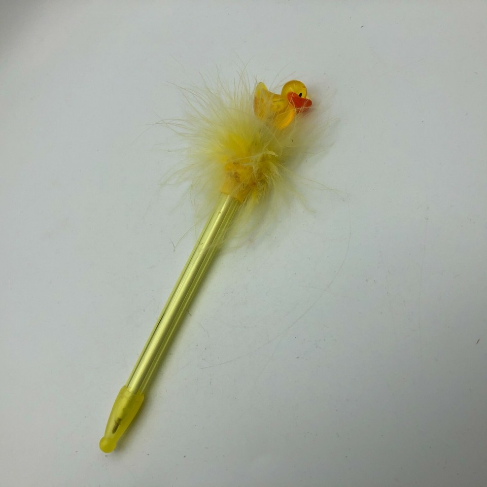 Ink Pen Yellow Fuzzy Duck On A Spring Easter Cute DOES NOT WORK AS IS ...