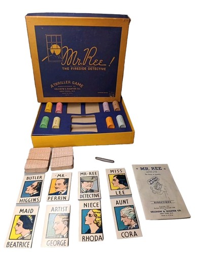 1943 Mr. Ree The Fireside Detective Vintage Board Game + Box Missing 2 ...