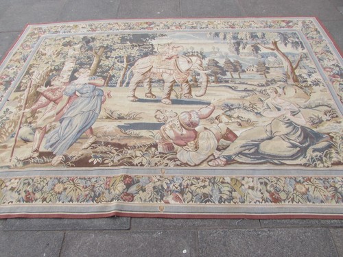 Vintage Hand Made French Design Original Wool Beige Aubusson Tapestry ...