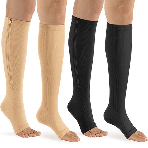 Zipper Compression Stockings, Vital Flight Socks, Zip Closure, Open Toe ...