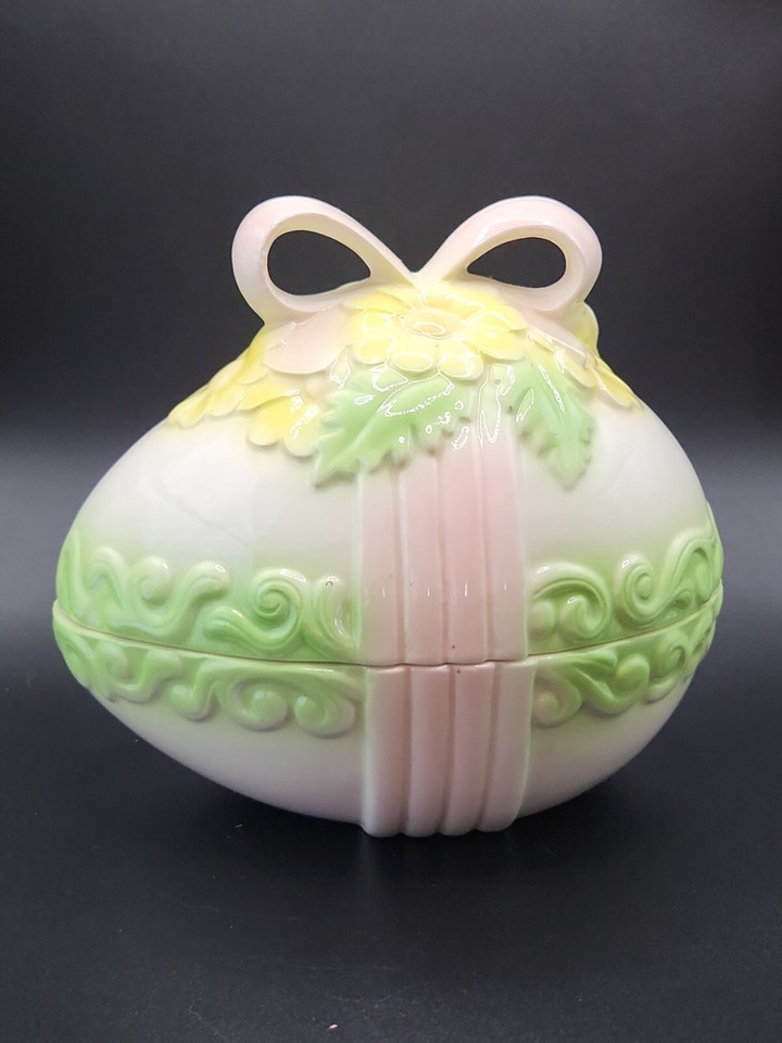 Vintage Ceramic Easter Egg Lidded Dish Trinket Box Easter Decor | eBay
