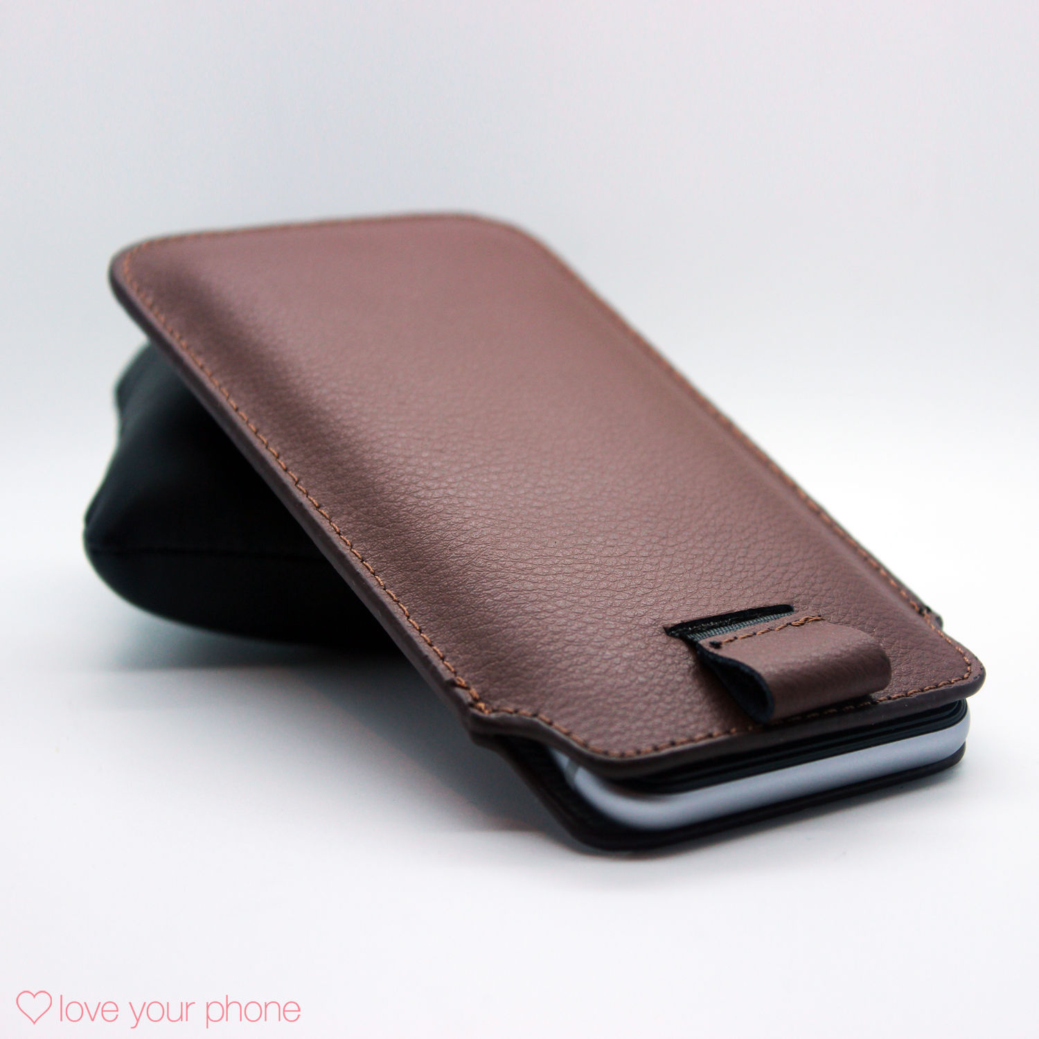 Genuine Leather Luxury Pull Tab Flip Pouch Sleeve Phone Case Cover ...