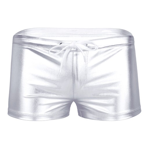 Men's Liquid Metallic Beach Swimming Trunks Boxer Briefs Swim Shorts ...