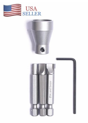 One-Way Screw Remover/Installer Set with Sleeve 3 Piece Tool Bits Power ...