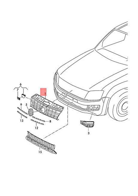 Genuine VOLKSWAGEN Amarok Front Center Radiator Grill Black ...