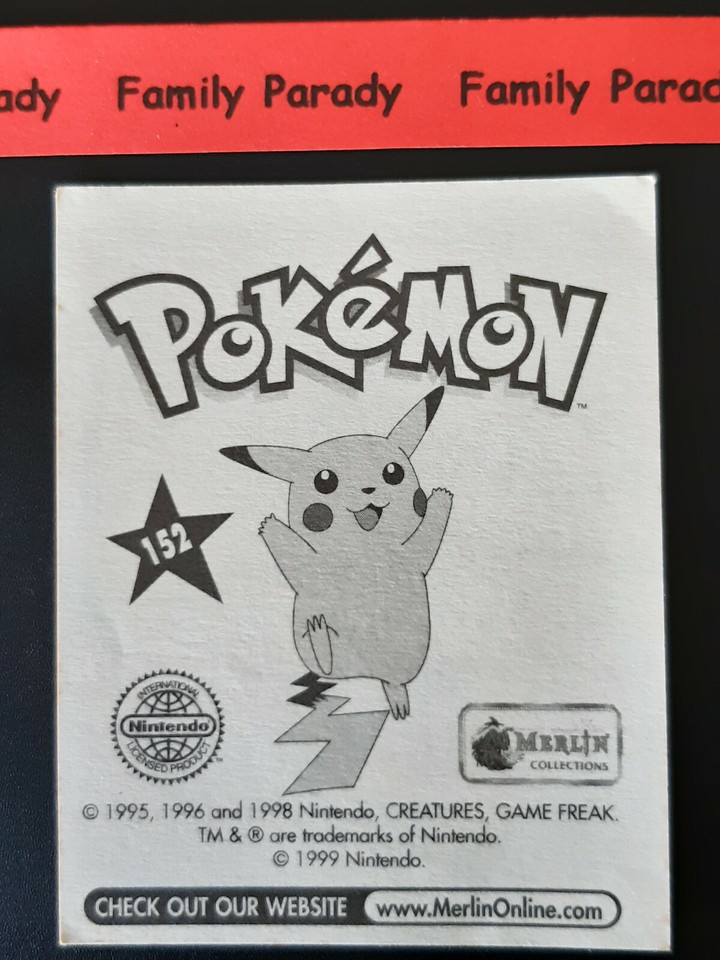 Image Sticker Merlin 1999 Pokemon Series 1 Pikachu Sacha N°152 Ash | eBay