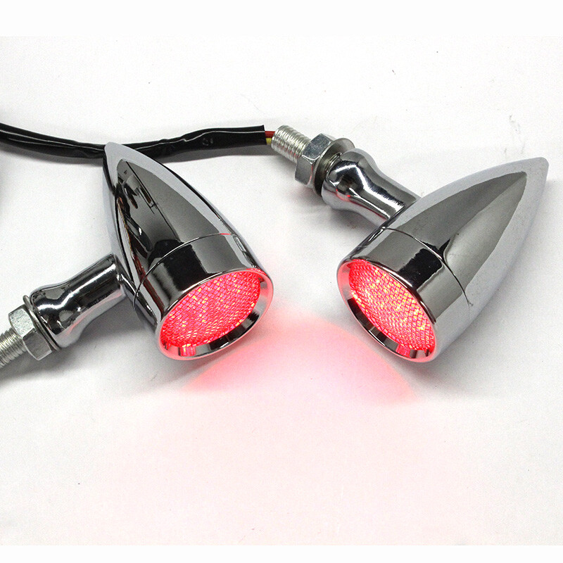 Motorcycle Bullet Red Brake LED Running Turn Signal Tail Light Bobber ...