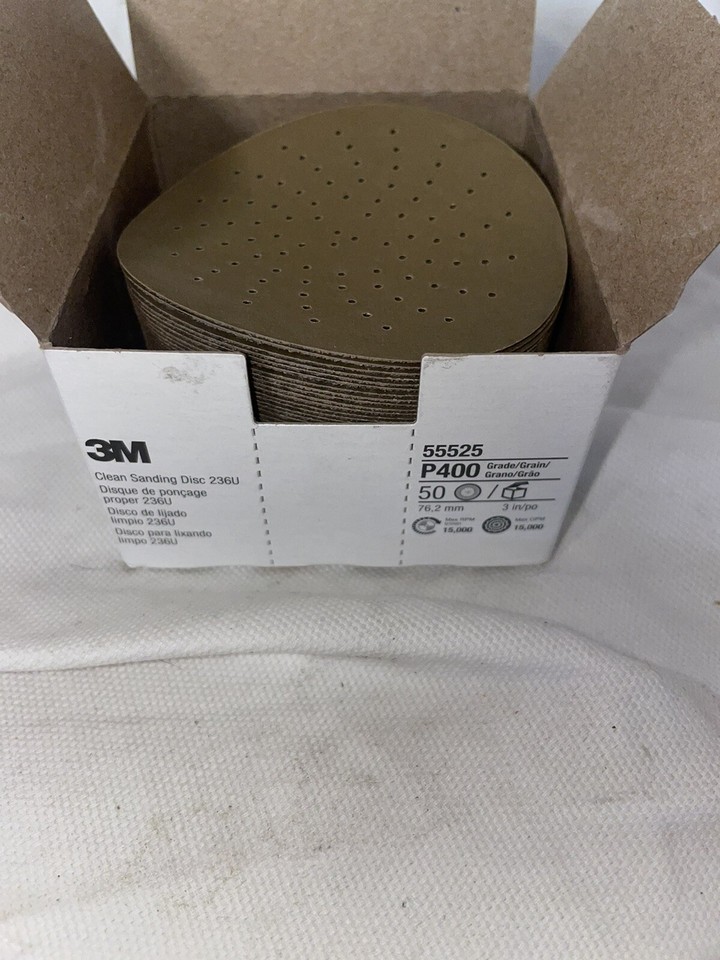 Qty 50 3M 55525, 3 Inch Hook It P400 Grade Clean Sanding Disc 236U | eBay