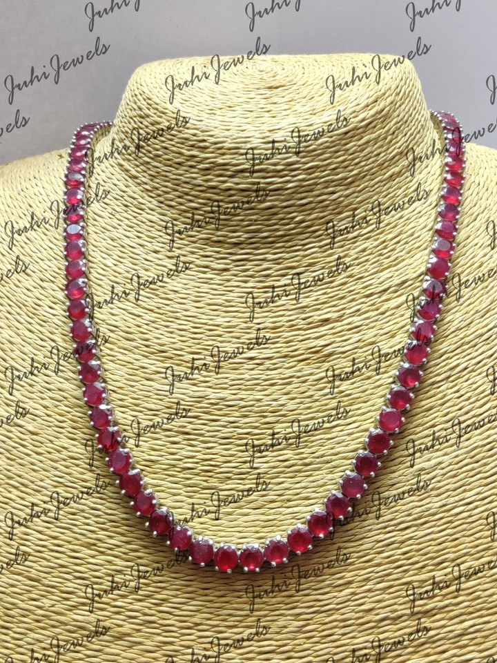Genuine Ruby Necklace Natural Ruby Tennis Necklace Real Ruby Necklace 4 ...
