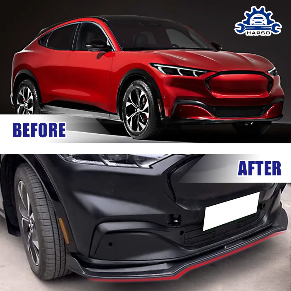 For Mustang Mach-E 2021 2022 Front Bumper Splitter 3-part Lip (Carbon ...