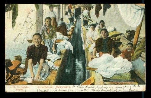 Vintage UDB Postcard Mexican Washer Women Los Mochis Sinaloa 1907 ...