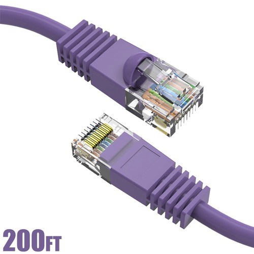 200FT Cat5e RJ45 Ethernet LAN Network Patch Cable UTP Copper Gold 24AWG ...