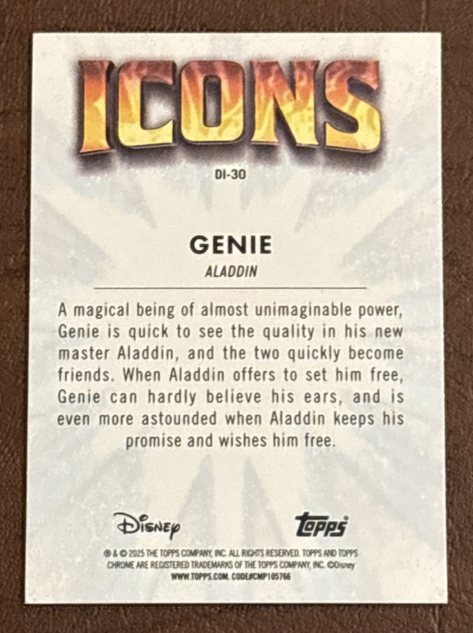 2025 Topps Chrome Disney Genie Icons Insert Card #DI-30 Aladdin | eBay