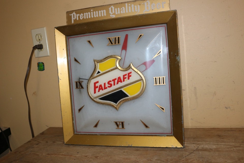 Vintage 1950's Falstaff Premium Quality Beer 17" Lighted Metal Clock ...
