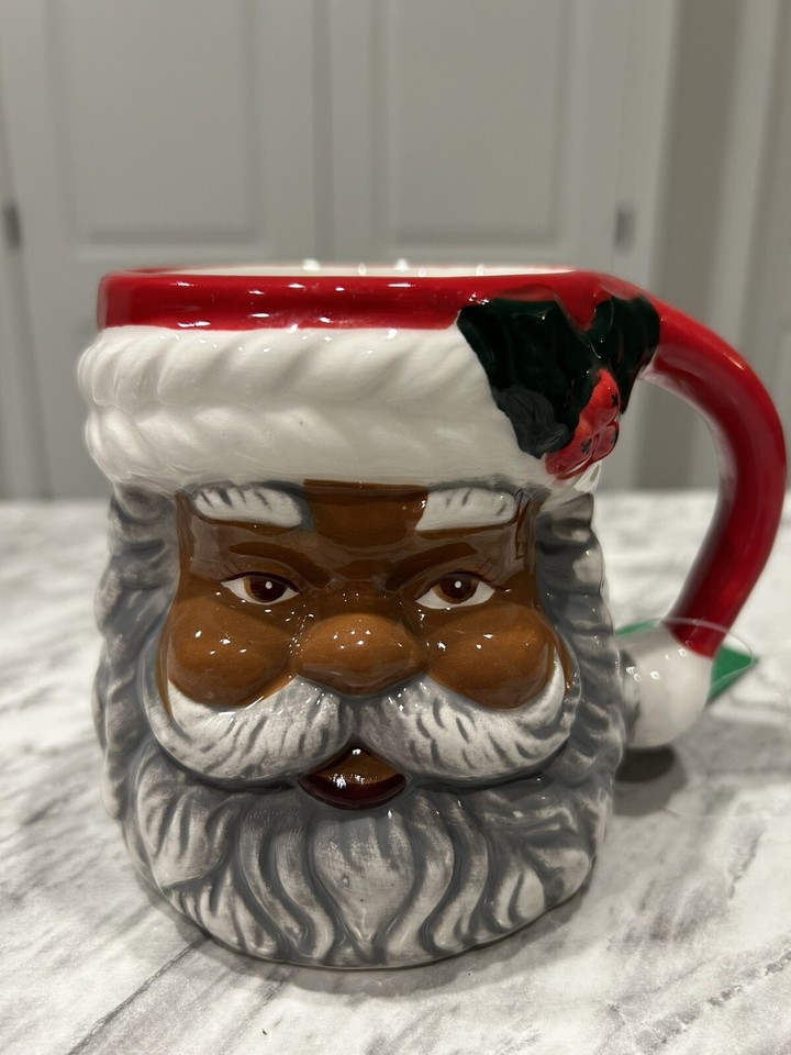 NEW Black African American Santa Mug Sleigh Bell Bistro 19oz | eBay
