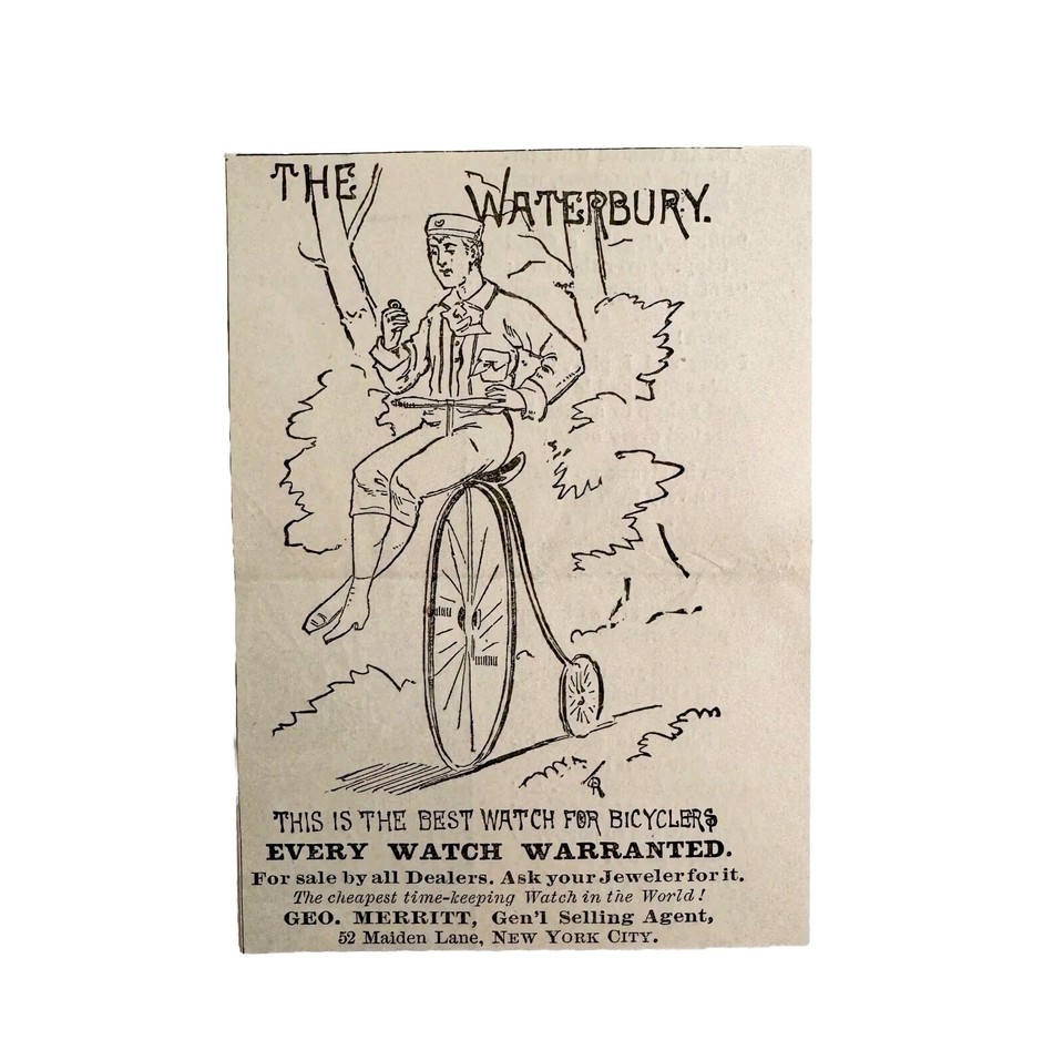 The Waterbury Bike Watch 1885 Advertisement Victorian Jewelry Merritt ...