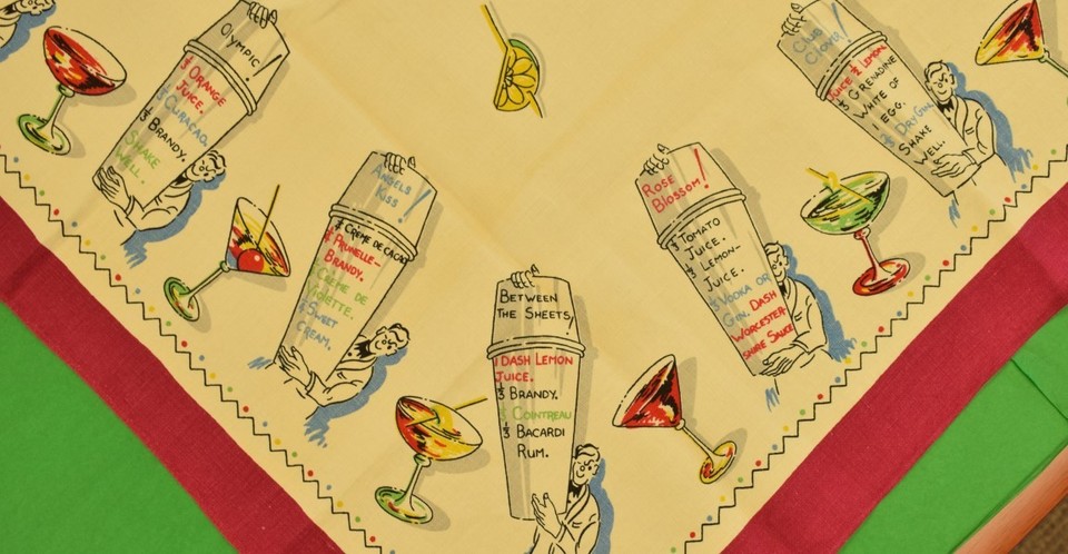 "Set x 16 Cocktail Shaker Recipes Linen Bar Cloth" | eBay