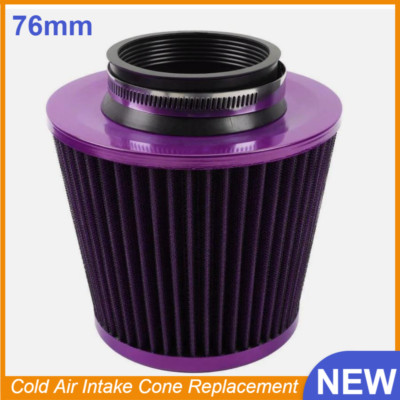 3" 76mm High Flow Inlet Cold Air Intake Cone Replacement Dry Air Filter ...