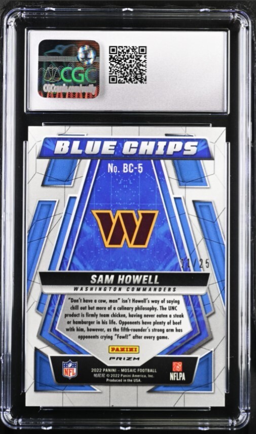 2022 Panini Mosaic Blue Chips #BC-5 Sam Howell RC White 11/25 CGC 8 ...