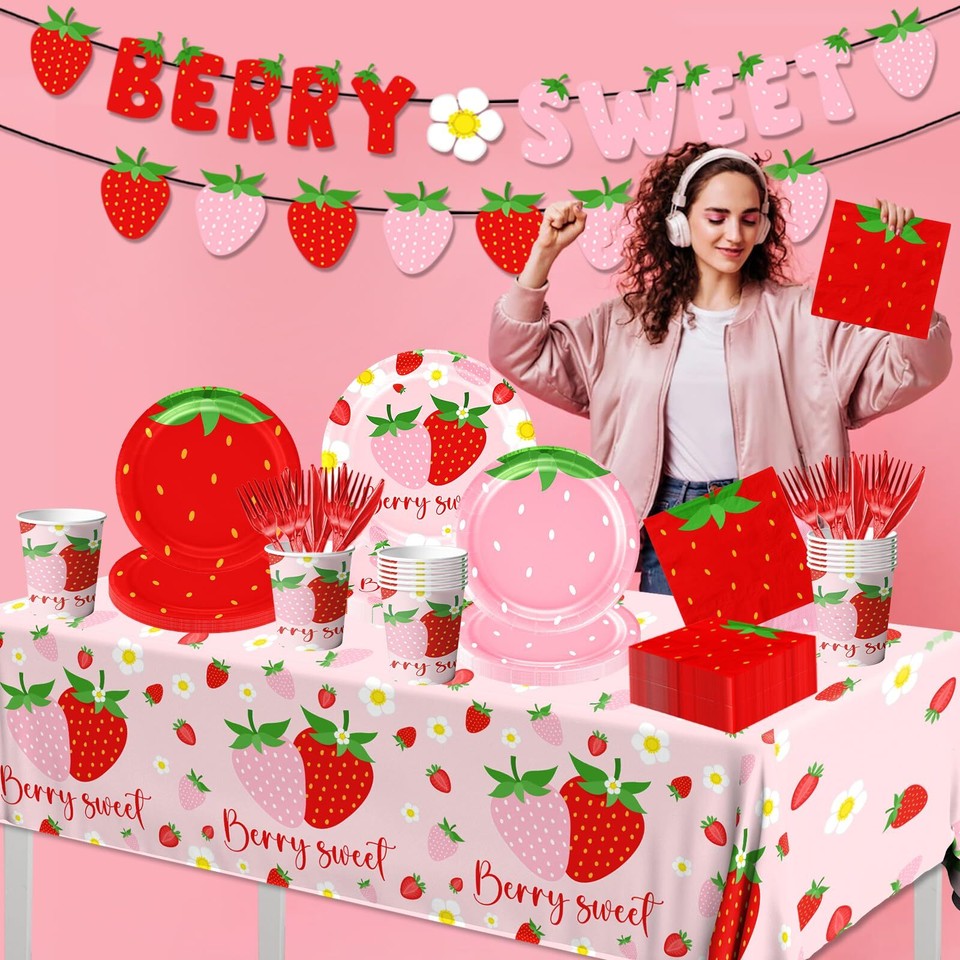 Strawberry Party DecorationsStrawberry Theme Birthday Party Tableware ...